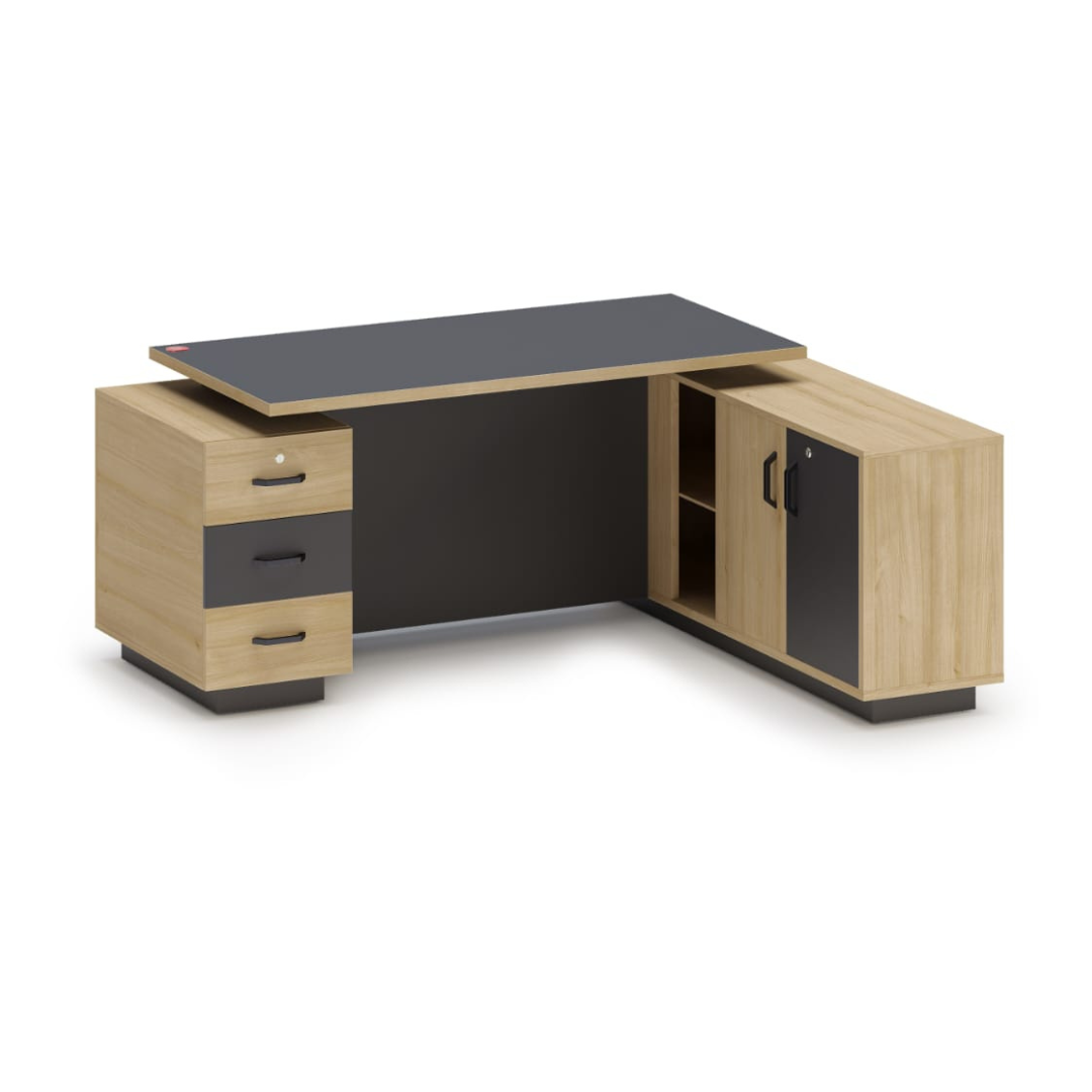 L-Shaped Office Table with a Right-Side Runner Drawer RA412 - RED APPLE ...